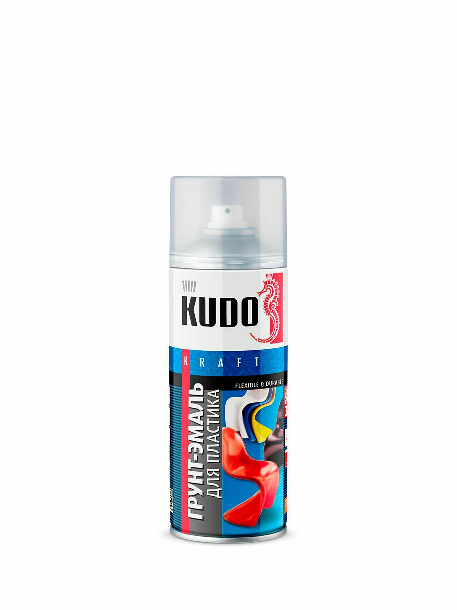 KUDO Грунт-эмаль для пластика, белая, RAL 9003, аэрозоль, 520 мл