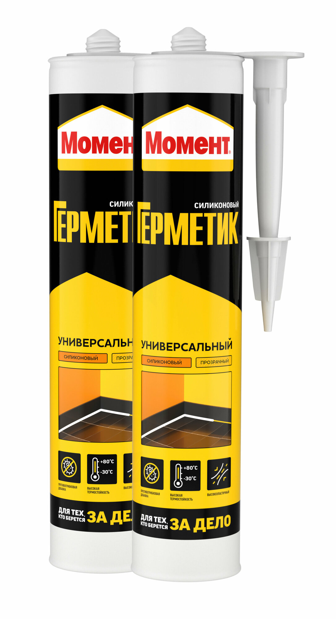 Герметик 2 штуки Момент Силиконовый универсальный прозрачный 280мл