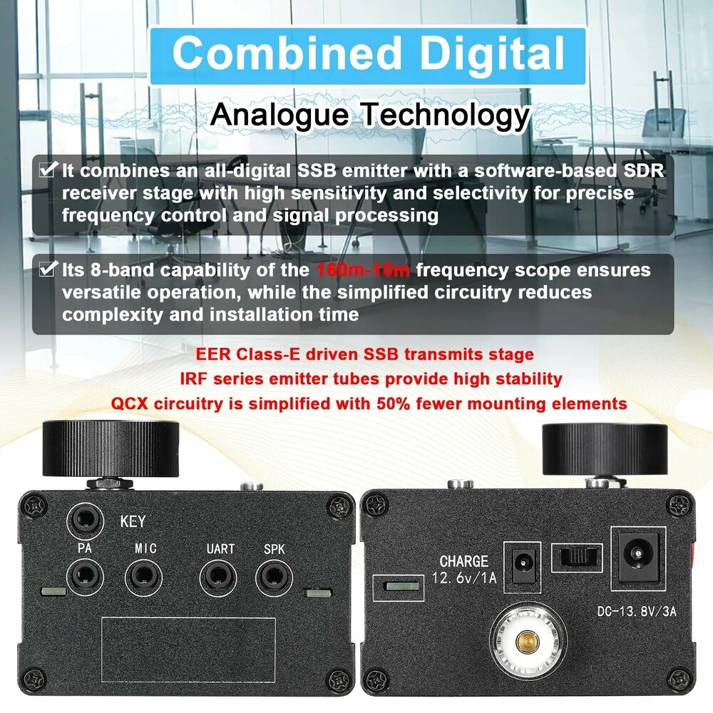 KNOW EASY-uSDR uSDX 8-полосный SDR всережимный высокочастотный SSB QRP трансивер с индикатором мощности и КСВ