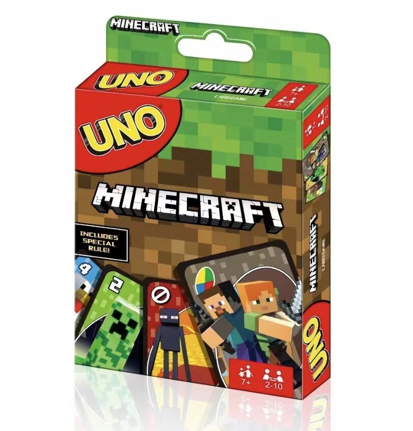 UNO в стиле Minecraft карточная игра для детей и взрослых 2-10 игроков, 108 карт, развивающая стратегию и внимание