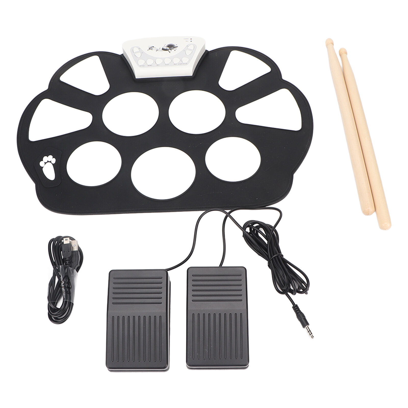 Складная электронная барабанная установка для детей, рулонный барабанный пэд с 9 пэдами и 2 педалями для еды, портативная барабанная установка для детей W758