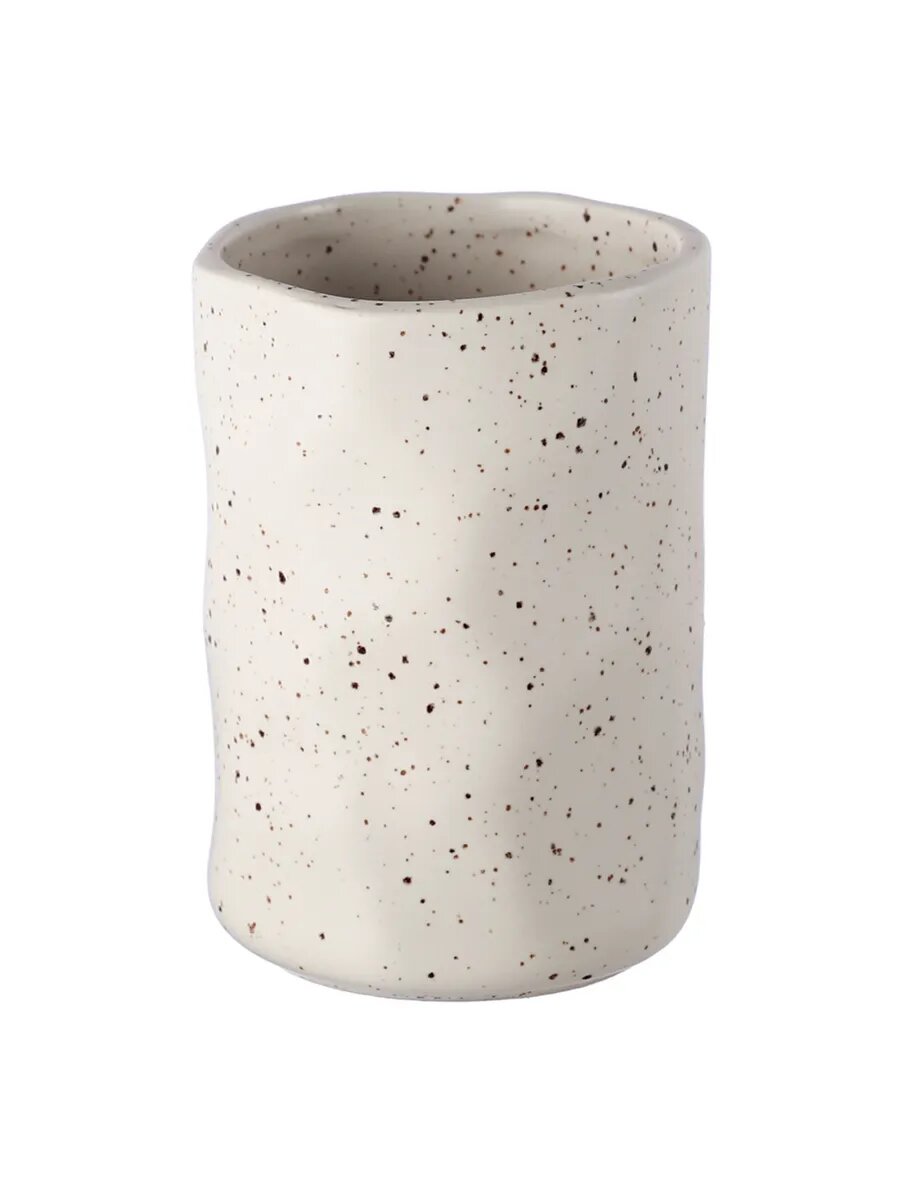 Стакан для зубных щёток FLUMEN "Crunch", керамика, белый/чёрный, 10,8 см