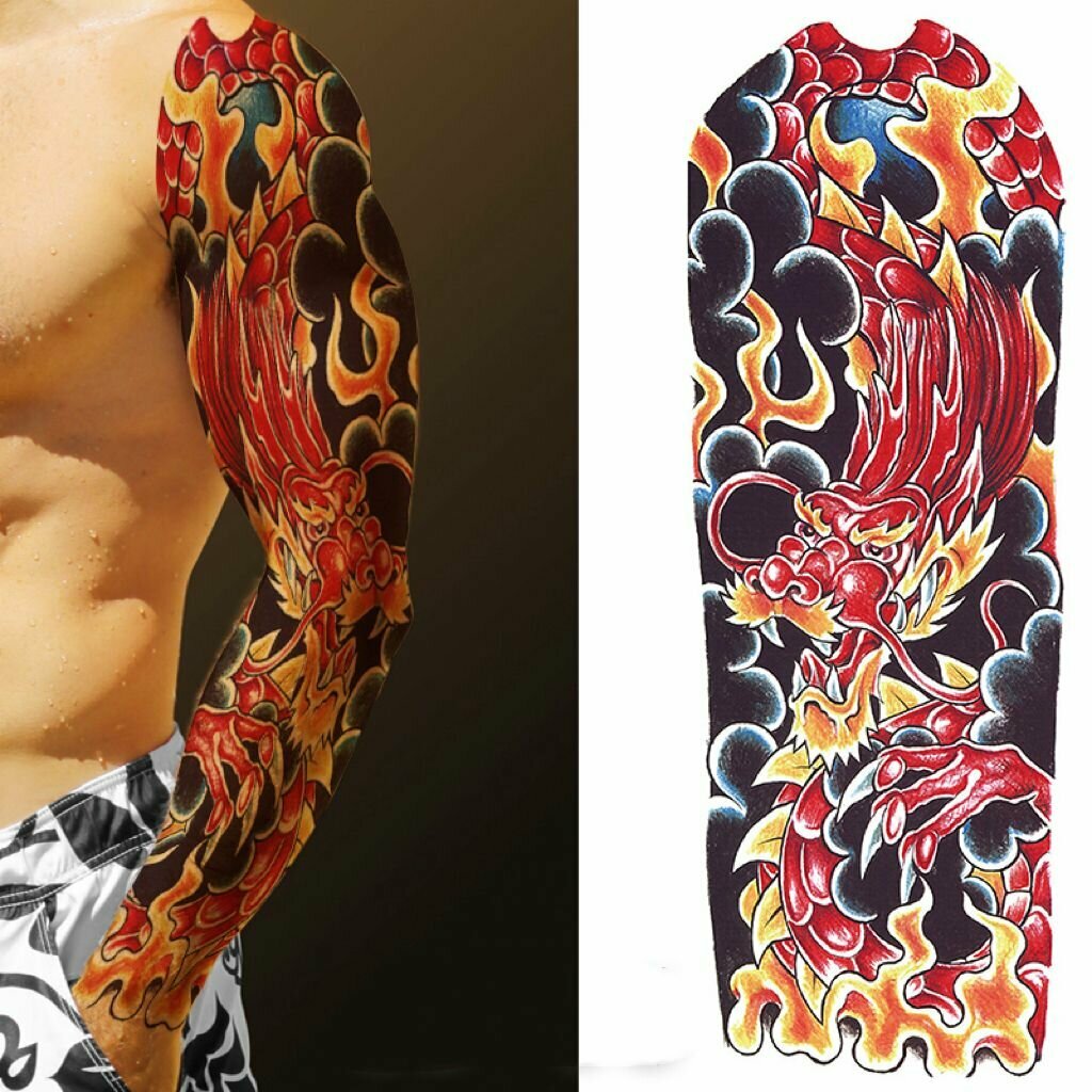 Тату-рукав 48 17 см временная водостойкая татуировка на всю руку с реалистичным дизайном для мужчин и женщин