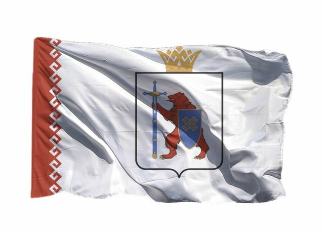 Флаг Республики Марий Эл на шёлке, 70х105 см для ручного древка