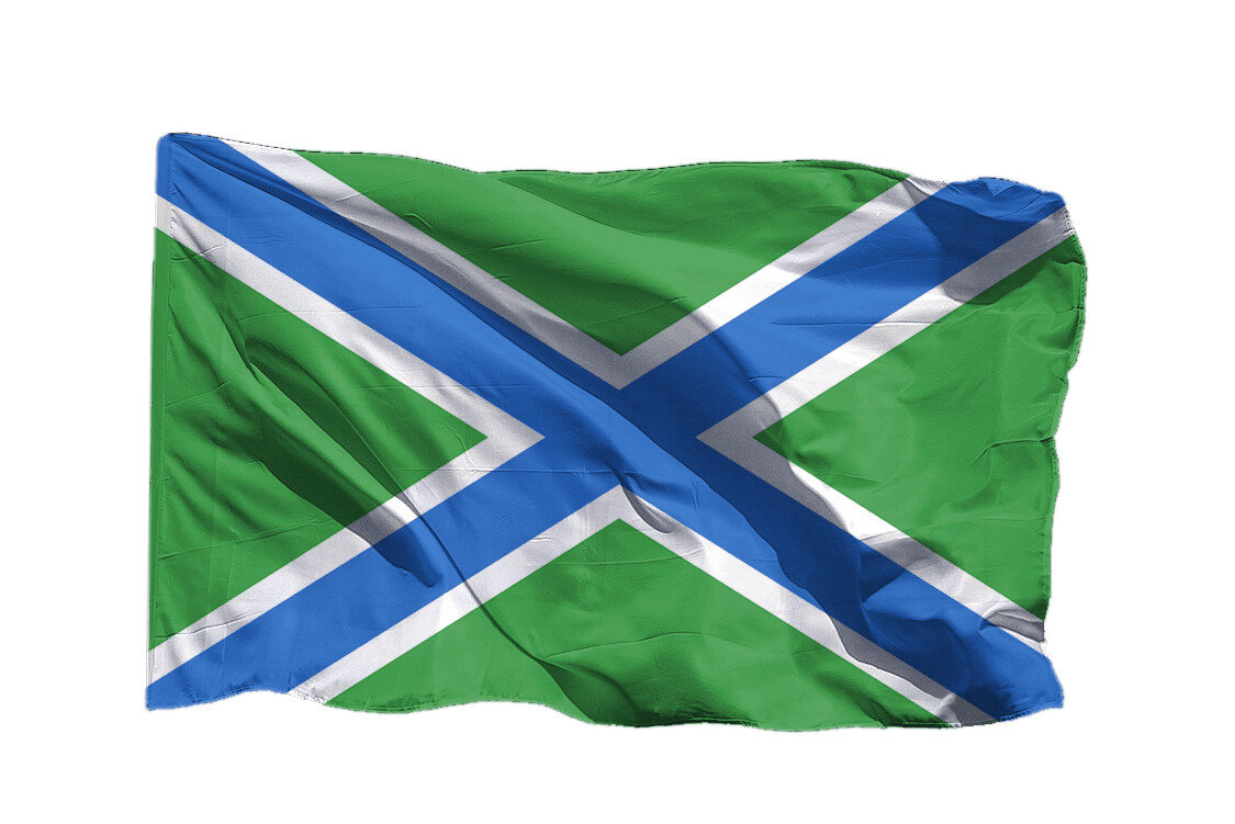 Флаг морчасти погранвойск России на шёлке, 70х105 см - для ручного древка