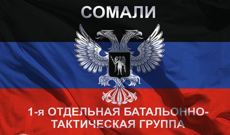 Флаг 1-я отдельная батальонно-тактическая группа Сомали ДНР, 70х105 см на сетке для уличного флагштока