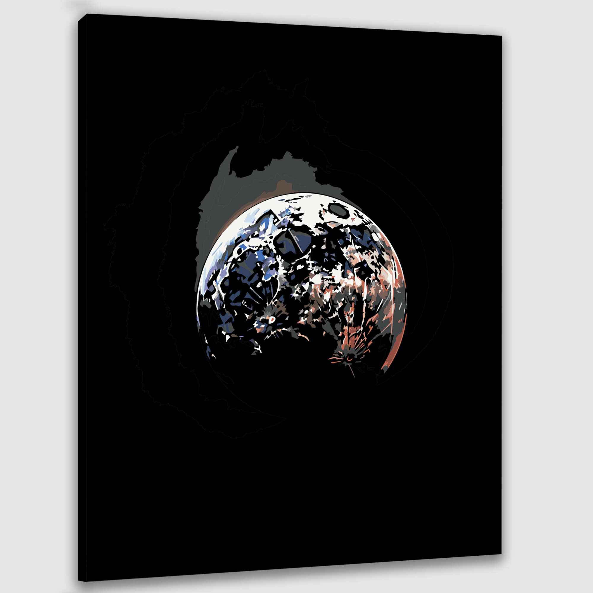 Картина по номерам 40x50 см, лунное затмение, Луна, тень Земли, небесная красота, детали Луны, контуры поверхности