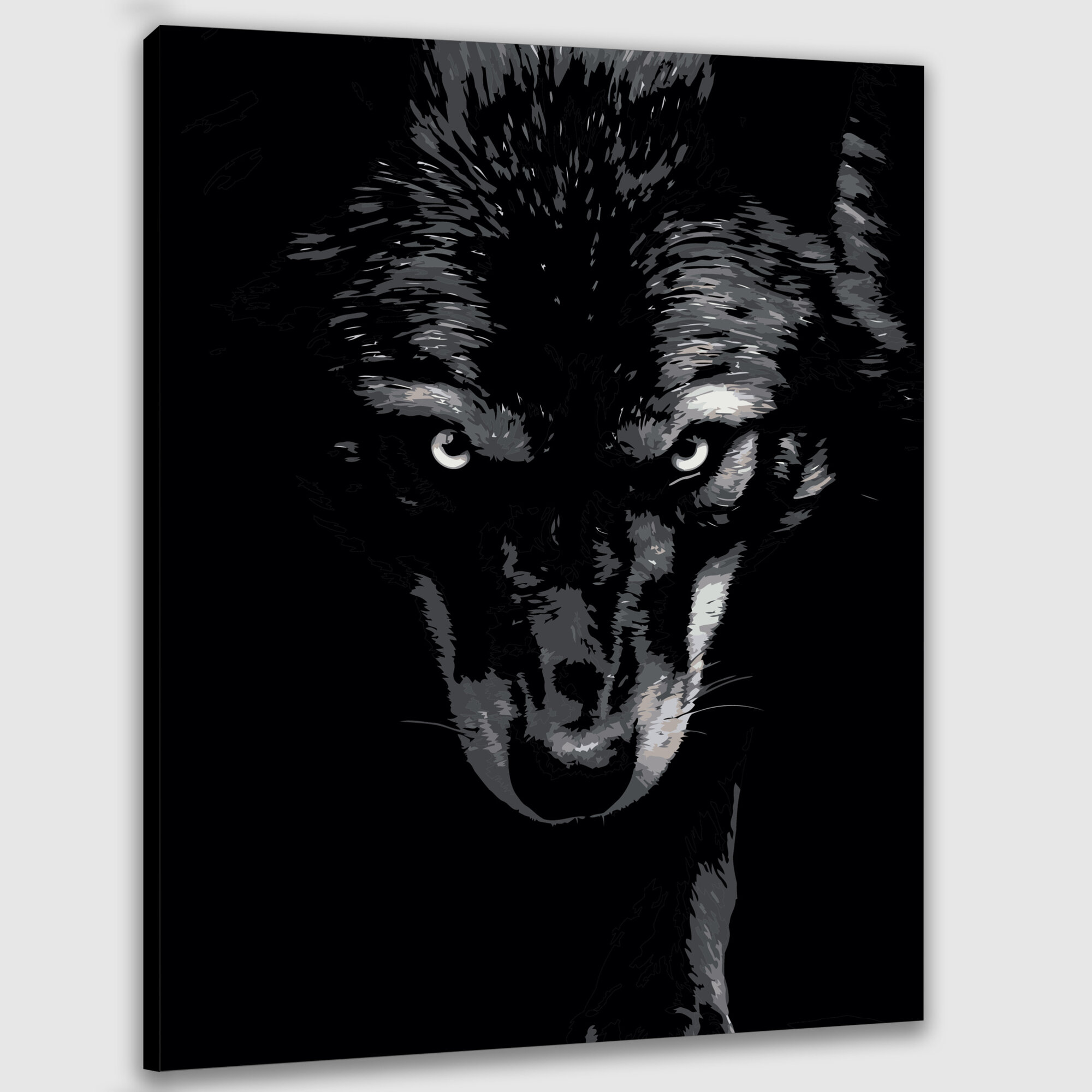 Картина по номерам 40x50 см, волчьи глаза, реалистичный набросок, уголь, темнота, взгляд, любопытство, мудрость