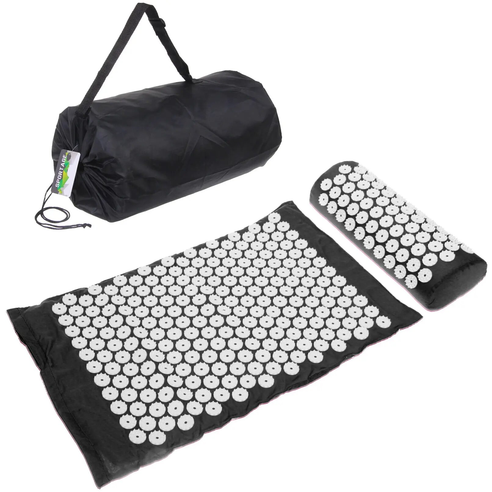 Акупунктурный набор: коврик 64х40 см и валик 37х15 см, черный