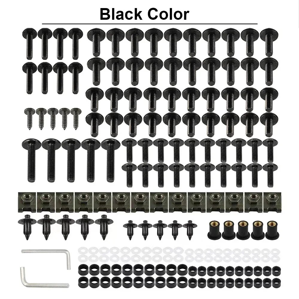 Комплект из 195 винтов для крепления обтекателей Honda CBR600RR 2003-2020, CBR1000F, Черный, черный