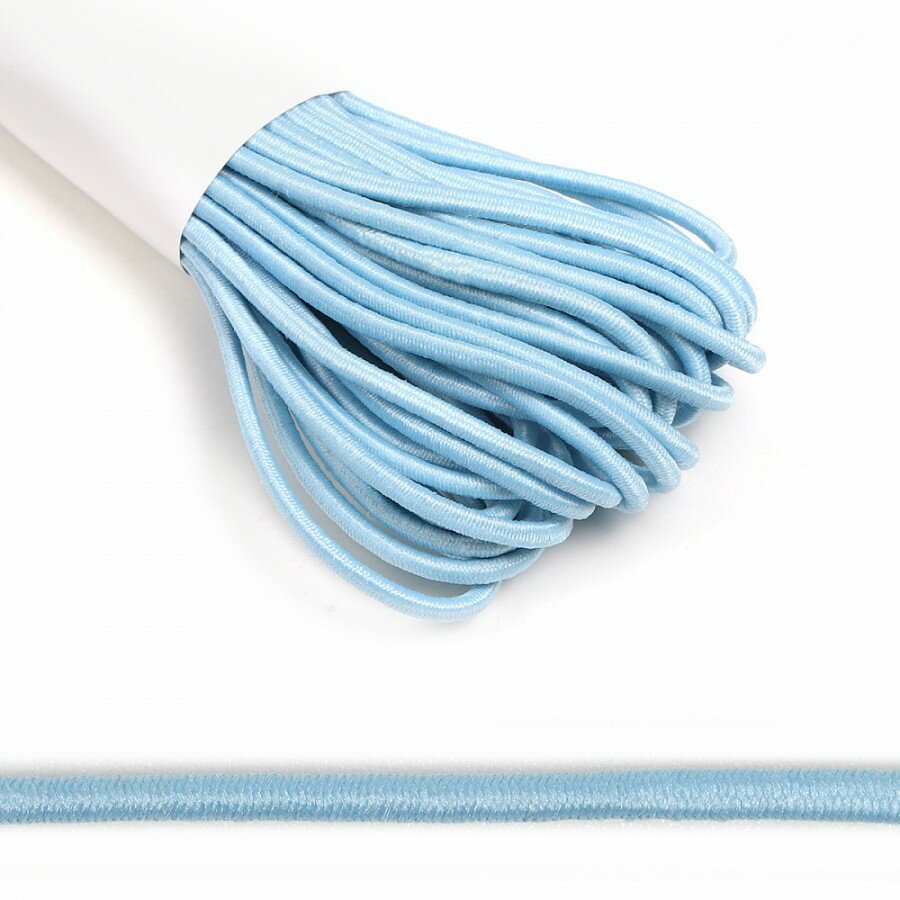 Резинка TBY шляпная (шнур круглый) цв. F184 голубой 2мм рул.10м (+-0,5м)