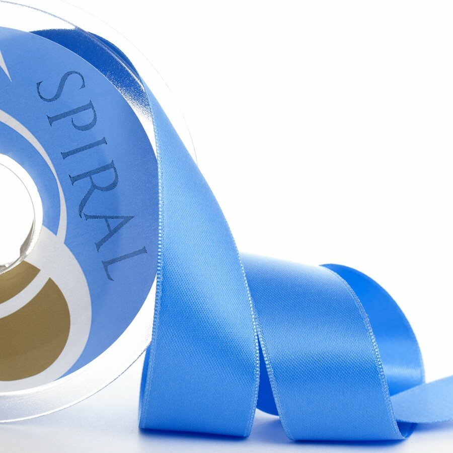 Лента атласная двусторонняя SAFISA, 6.5 мм, 25 м, цвет 93, васильковый