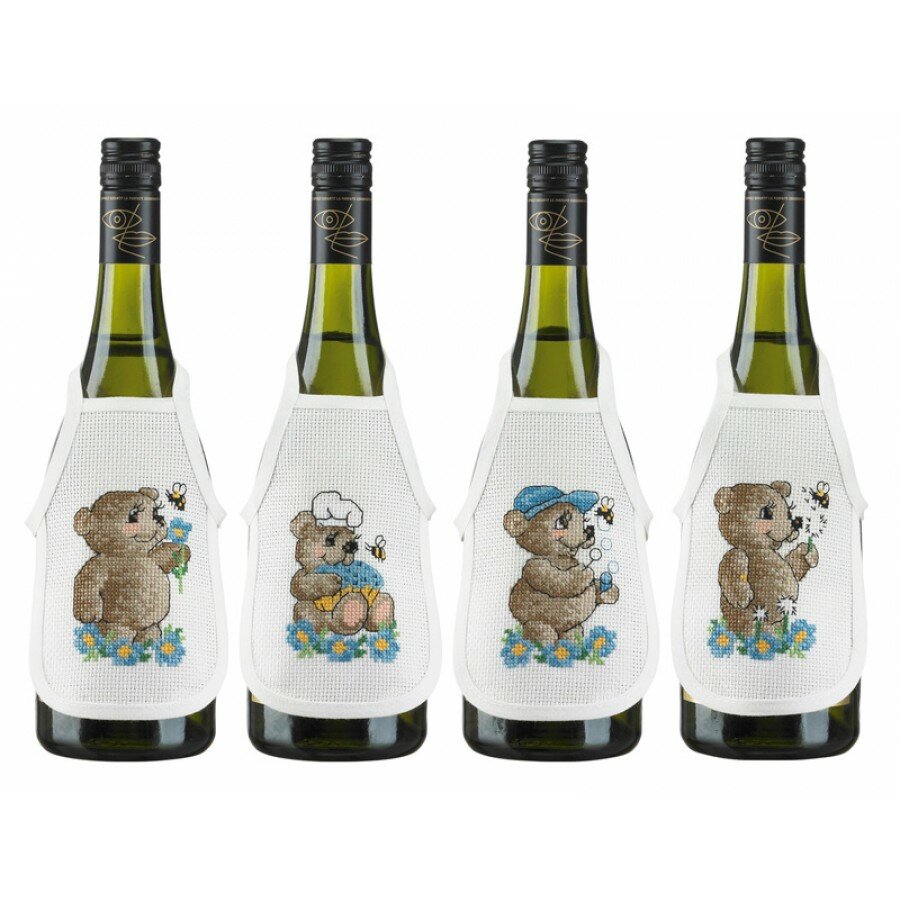 Набор для вышивания Медвежата, фарточки на бутылки 10 х 15 см PERMIN 78-4107