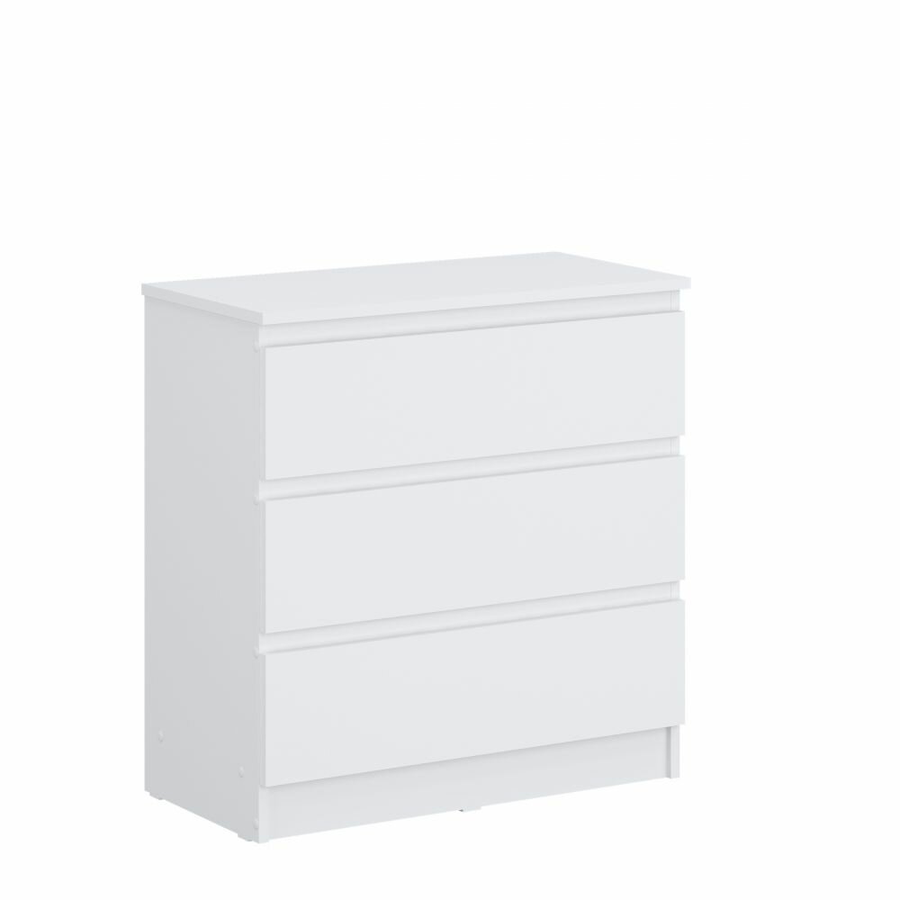 1Plus1 Комод 5 цвет Белый, ширина 70 см с 3 ящиками напольный в спальню, гостиную и прихожую
