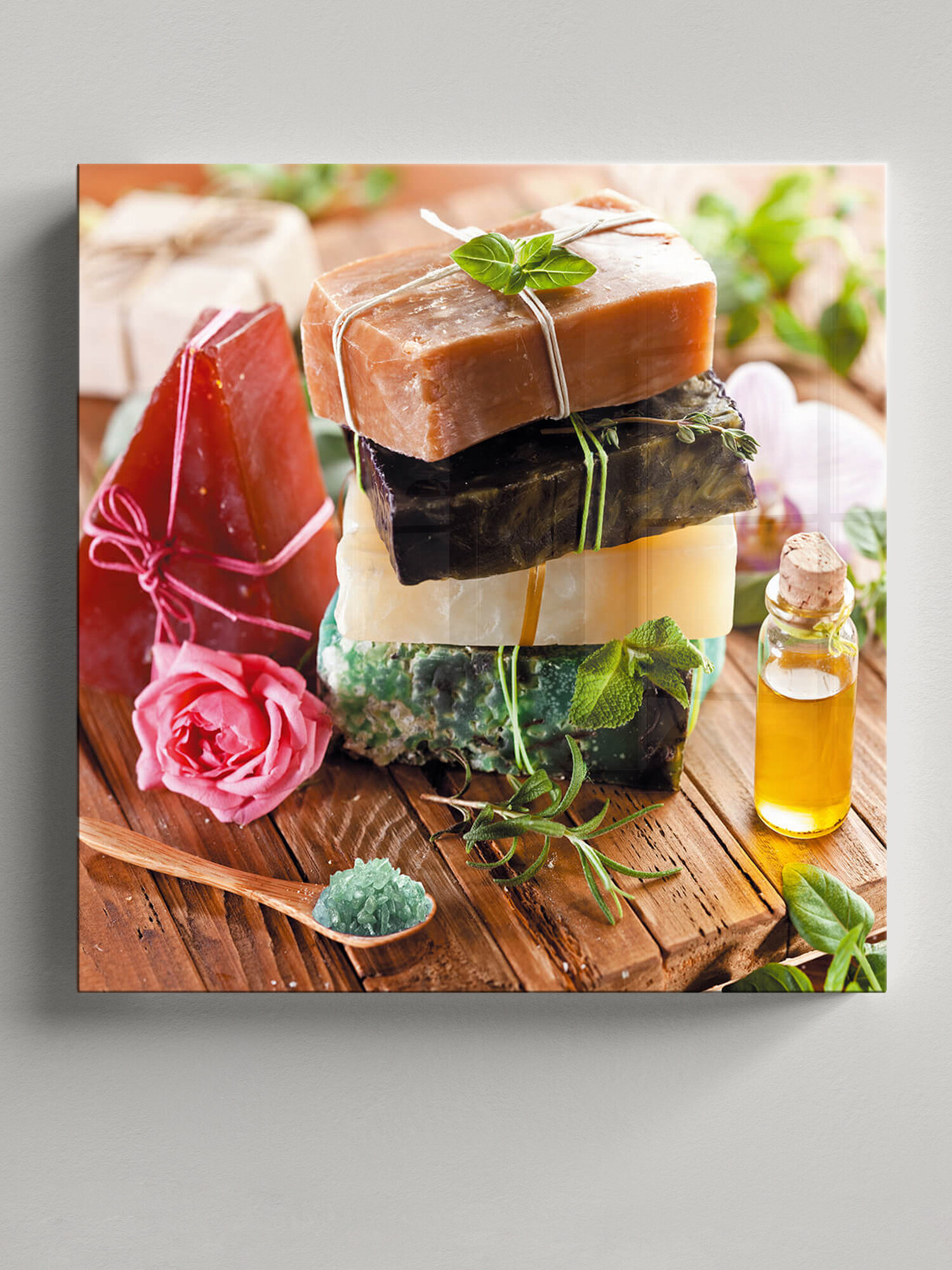 Картина Postermarket "Цветочное мыло" на стекле, цифровая печать, 30x30 см