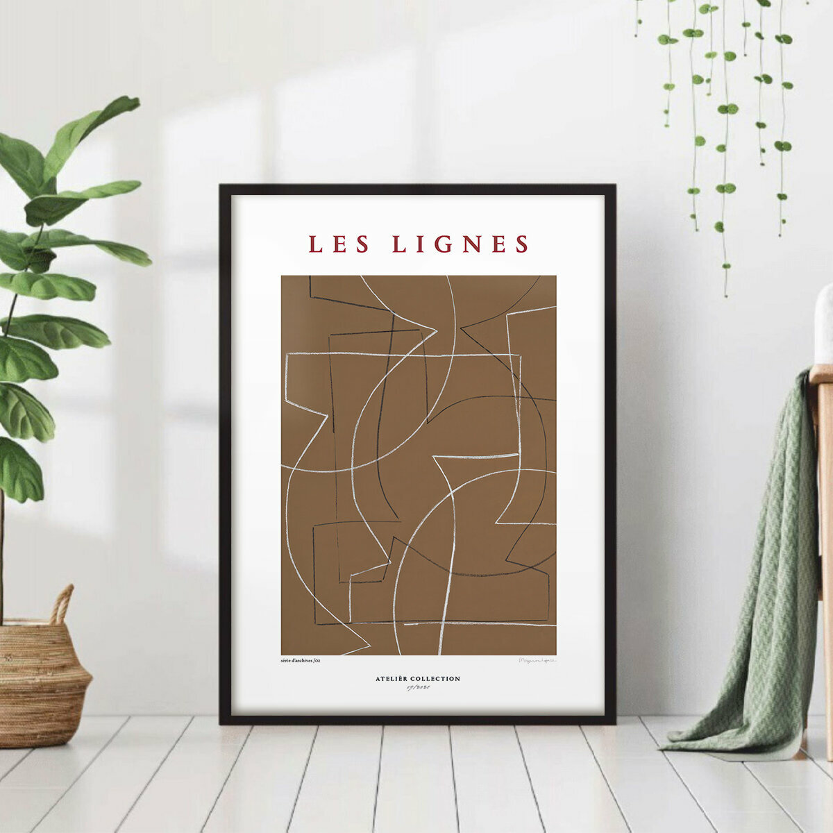 Постер "Коричневая абстракция" 40x50 в черной рамке для интерьера на стену