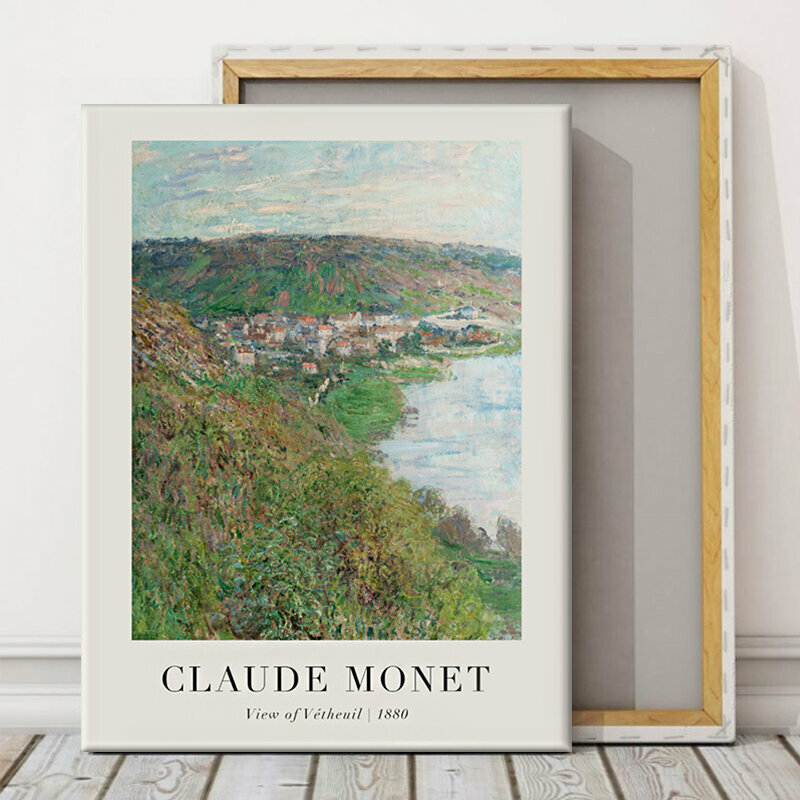 Картина на холсте 40х50 см "Клод Моне пейзаж Ветейль репродукция", на стену для интерьера