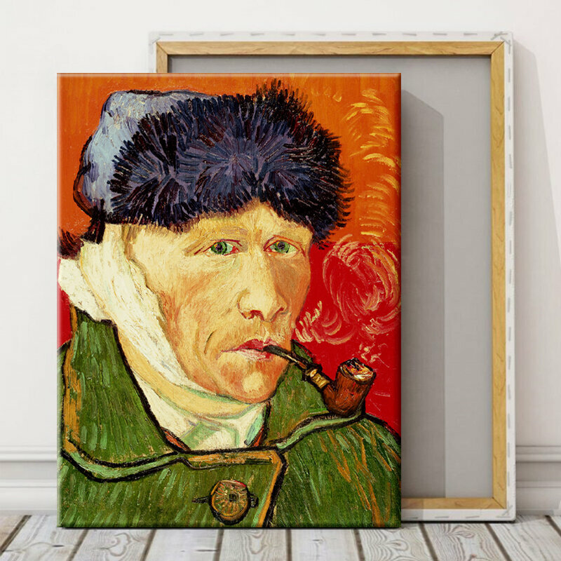 Картина на холсте 40х50 см "Репродукция Автопортрет с отрезанным ухом, Ваг Гог", на стену для интерьера