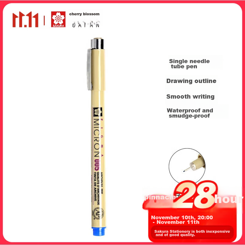 SAKURA Colored Needle-Tip Pen, Line Drawing Pen, 005 Size 0.20mm (Blue), Imported from Japan, Signature Pen, Drawing Pen, Student And Children's Art Drawing, Outlining, Hand-Drawn Design