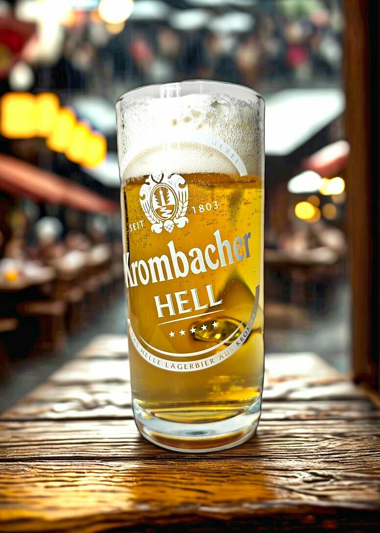 Кружка пивная Krombacher Hell (Кромбахер Хель), 0,5 л; барное стекло