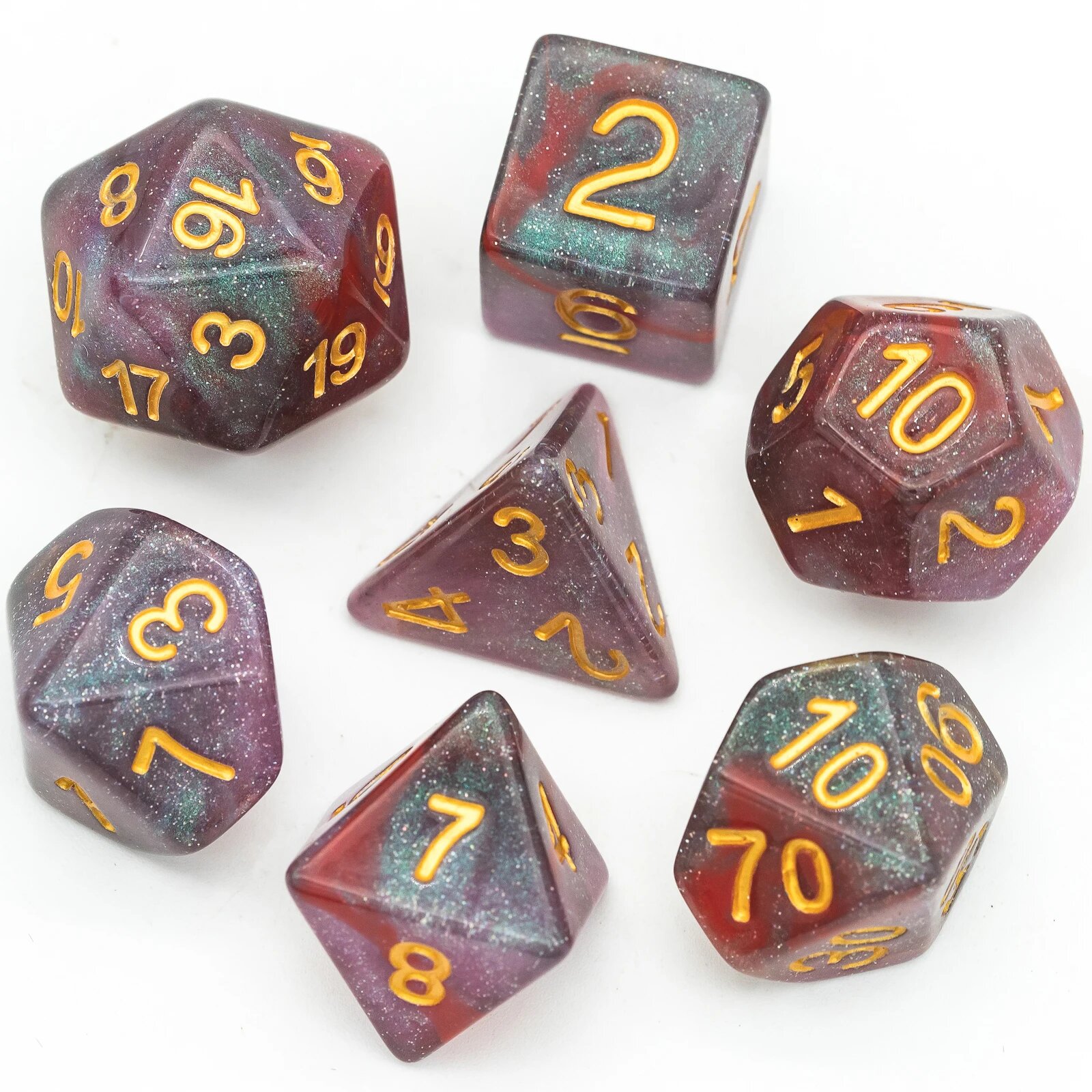 Набор кубиков для настольных игр Cusdie, цвет: Cyan Red Gold