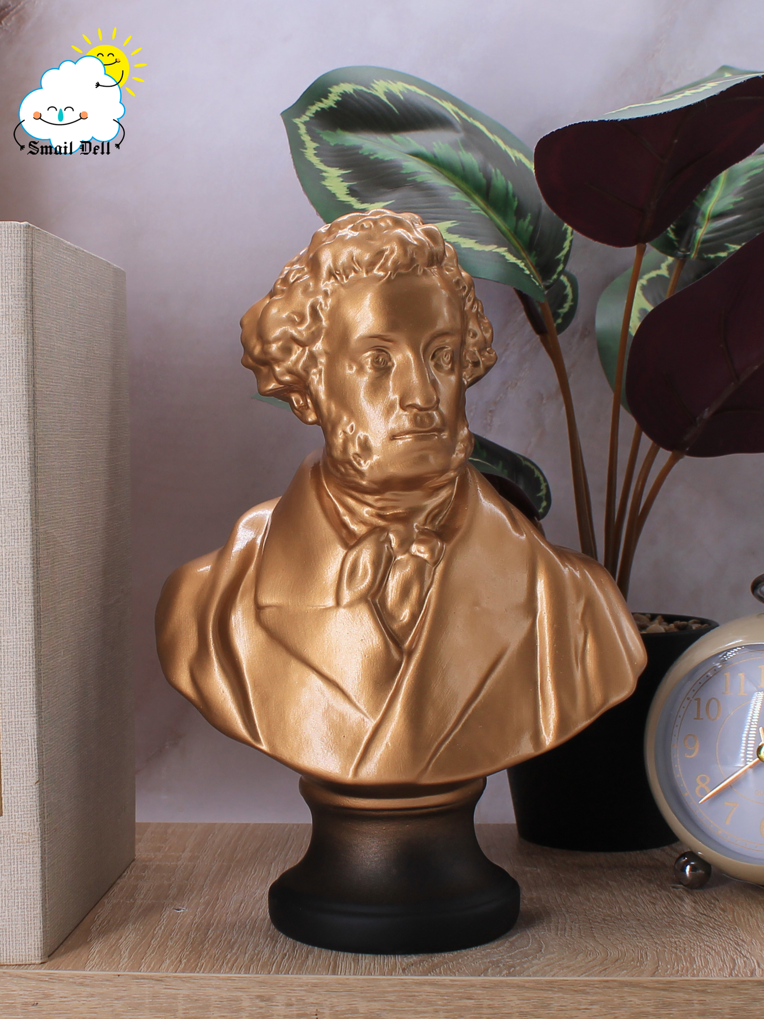 Статуэтка бюст А. С. Пушкин большой , 22 см , гипс , цвет бронза тёмная