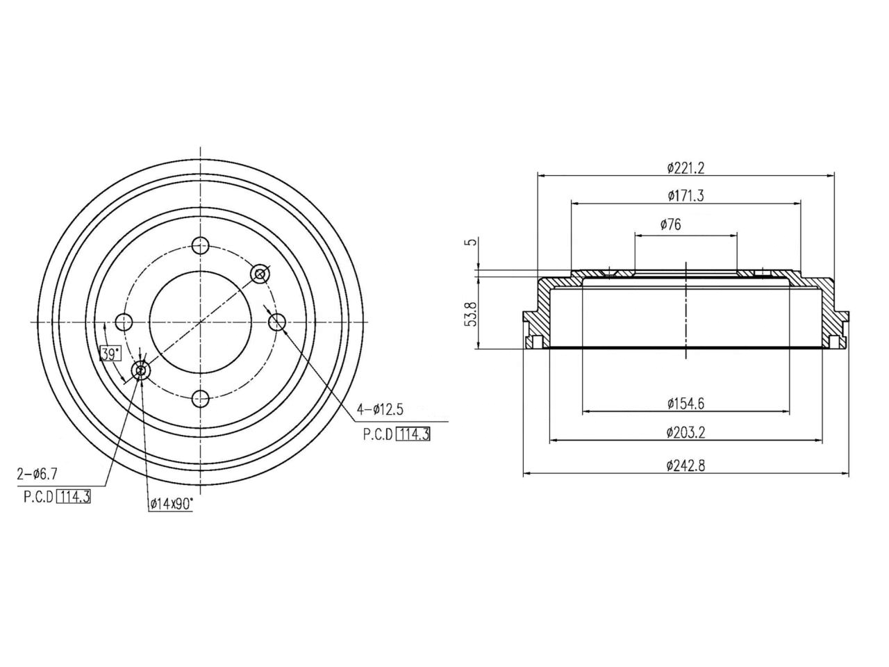UNIO BRD-10025 (5841117100 / 5841117200) барабан тормозной задний Elantra (Элантра) III 00-, Matrix (Комплект 2 штуки)