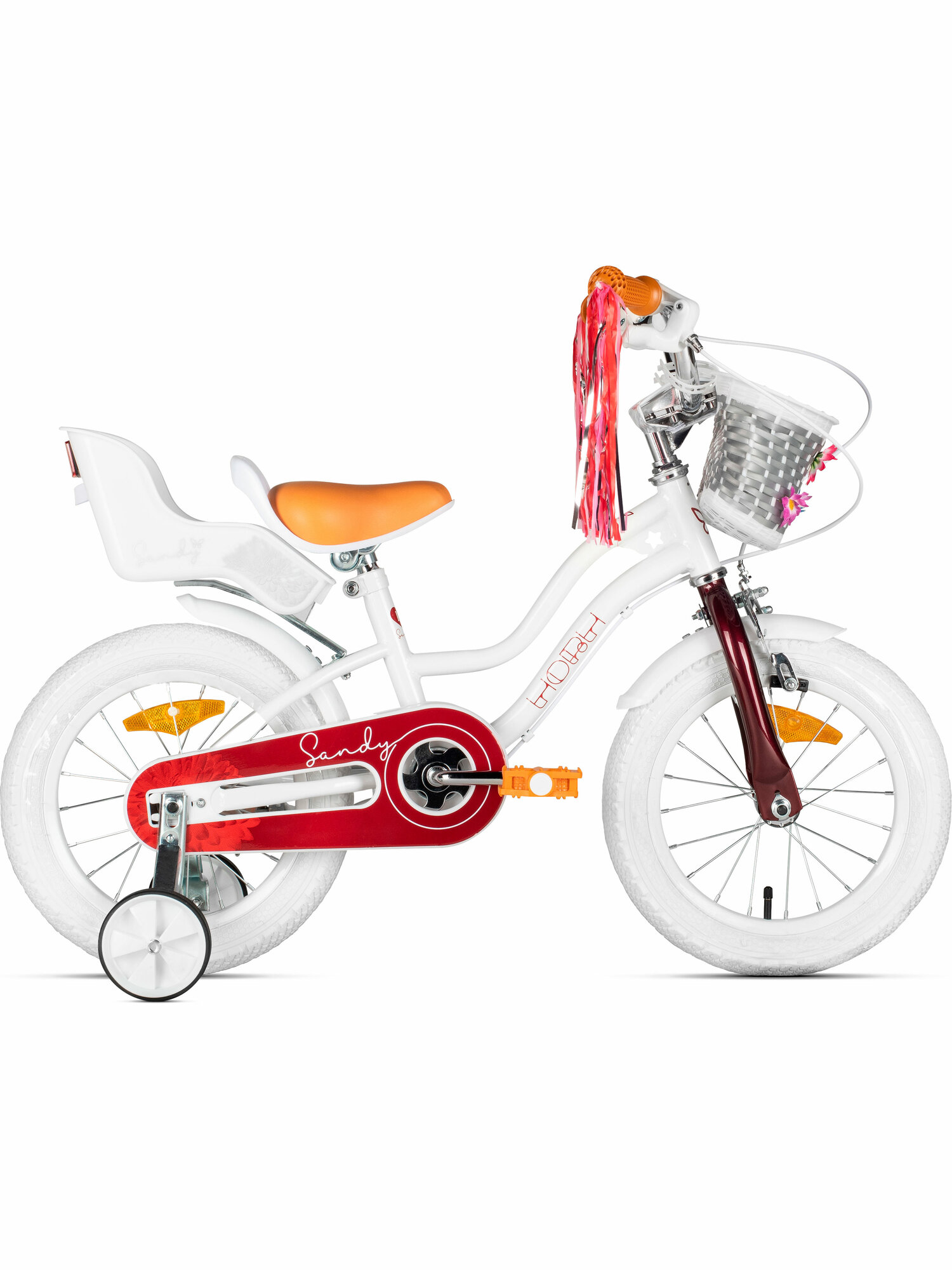 Велосипед городской HORH SANDY 14 (2025) White-Red/белый-красный для девочек на рост 95-115 см, стальная рама