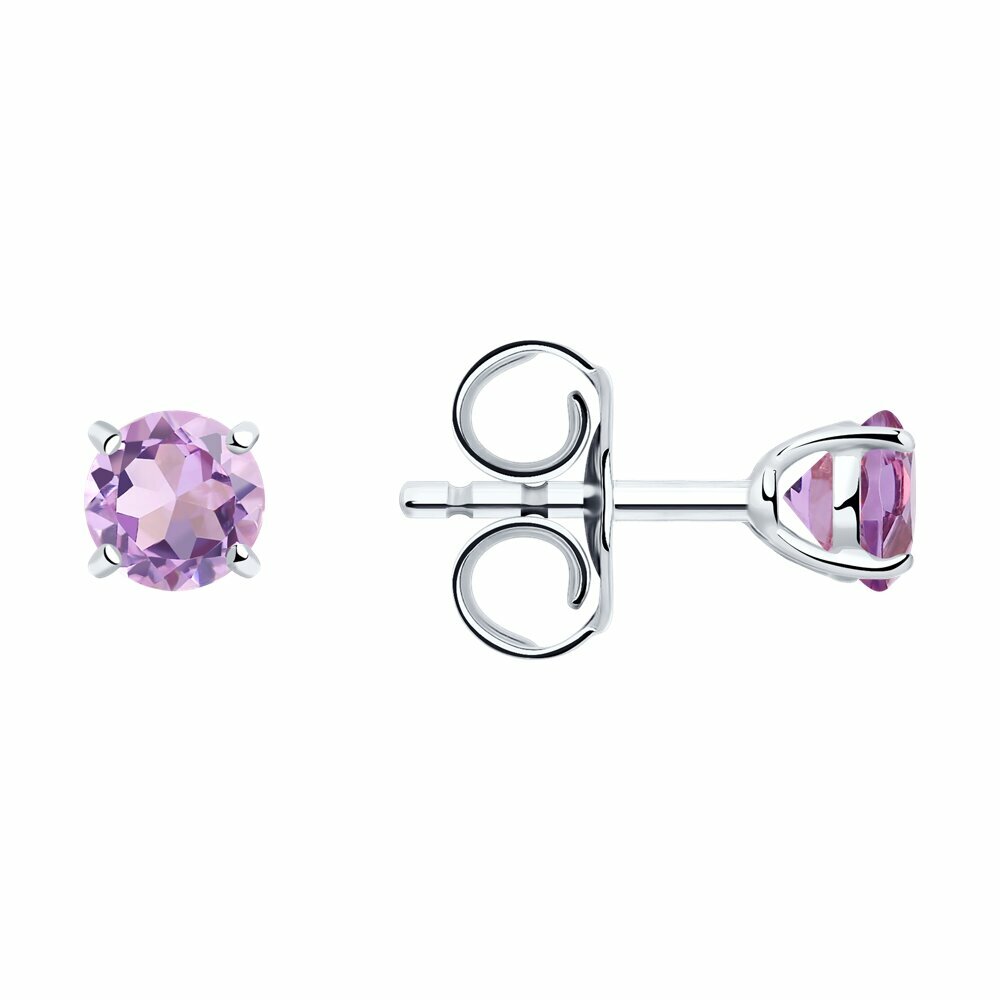 Серьги, серебро, 925 проба, родирование, аметист