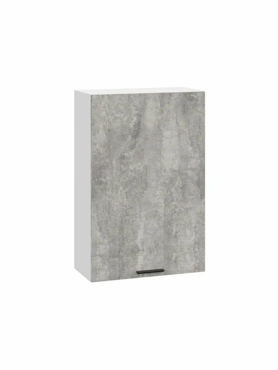 Кухонный модуль навесной, шкаф Урбан с полками, с доводчиками, 60х29.6х91.2 см, Белый / Цемент светлый