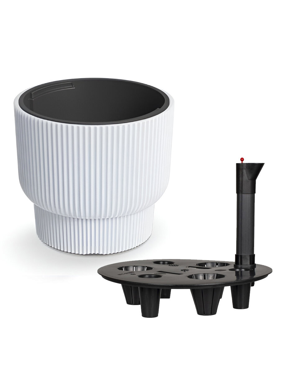 Кашпо напольное с автополивом и вставкой для цветов Prosperplast Milly, 33 л, белый + система для автополива WR5