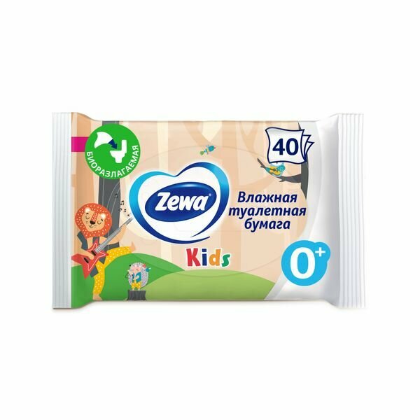 Бумага туалетная влажная Kids Zewa/Зева 40шт