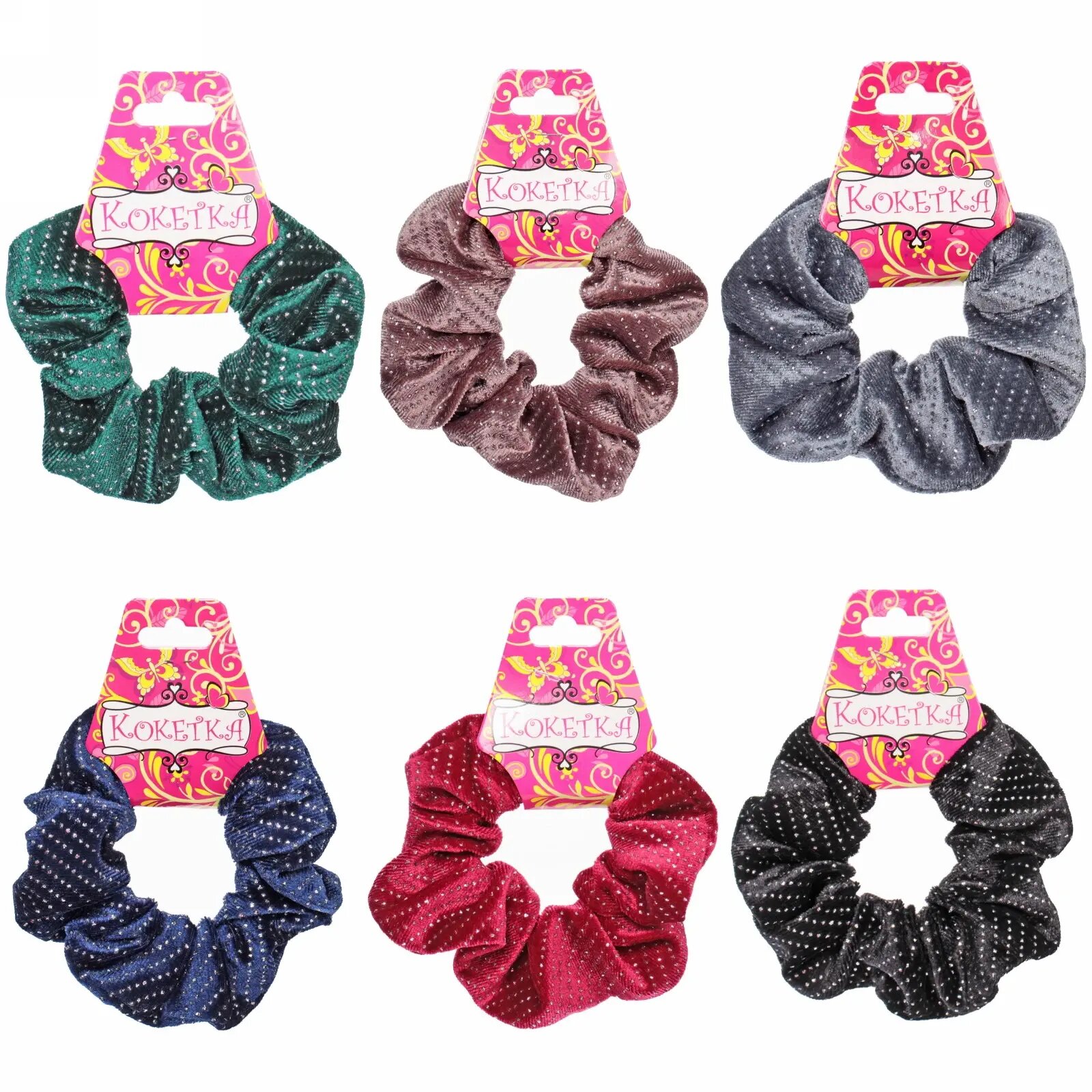 Резинка для волос «Vanessa», текстиль, 10,5 см, 6 цветов с белыми точками, мягкая фиксация