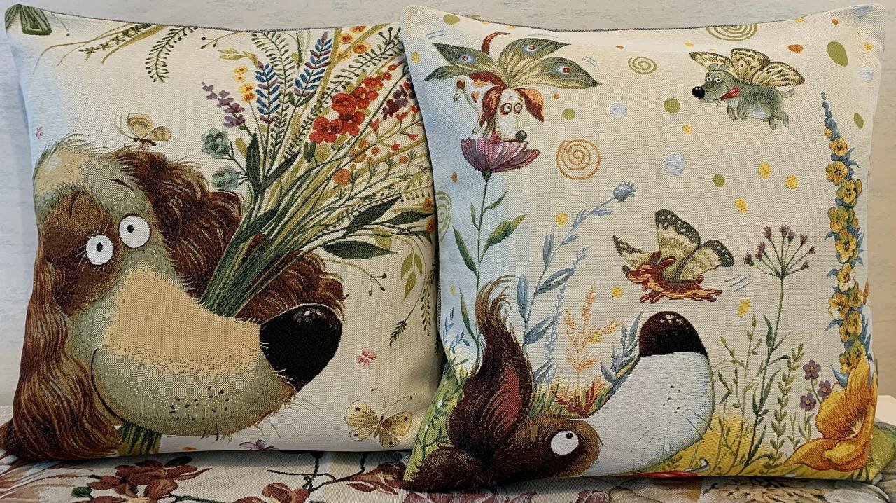 Гобелен, комплект декоративных наволочек из 2-х штук 45х45 см / "Цветы для тебя"