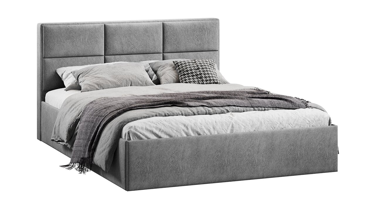 Кровать "Стелла" Мебель Трия, с подъёмным механизмом, (160x200) Микровелюр Wellmart Silver