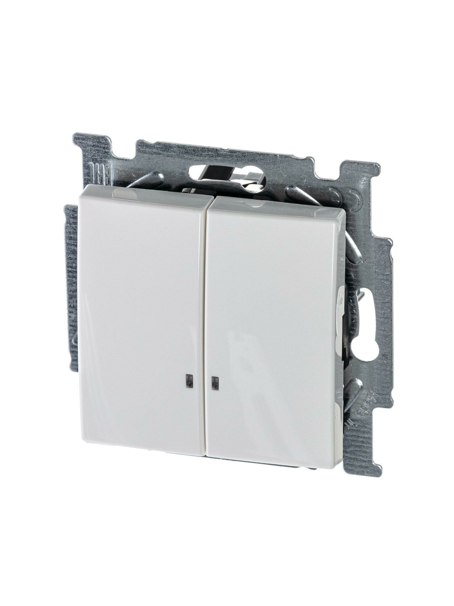 ABB BJB Basic 55 Бел Выключатель 2-клавишный с подсветкой, 2CKA001012A2154