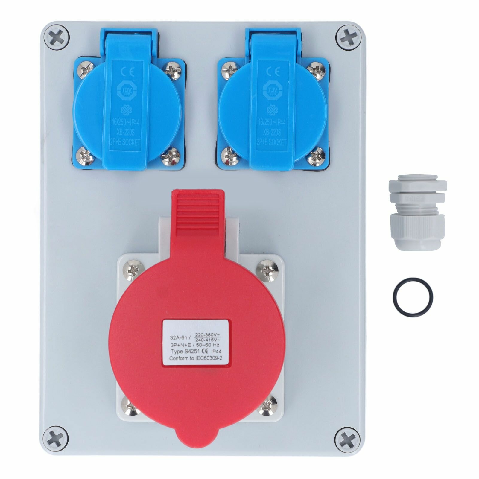 2x16А EU + 1x32А CEE 5P, IP44, промрозетка для улицы