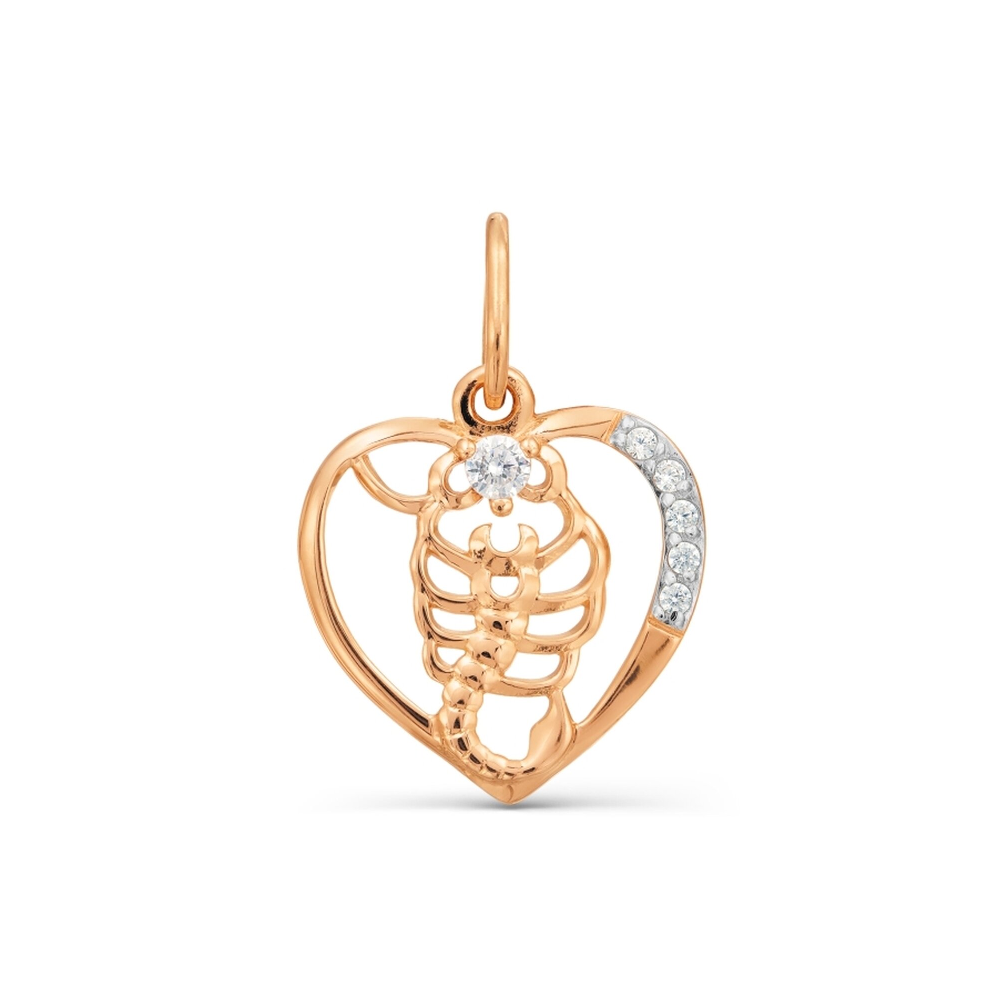 Подвеска, красное золото, 585 проба, фианит