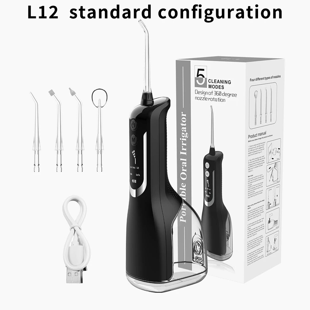 Портативный ирригатор для полости рта Oral Irrigator L12 Black 330ml