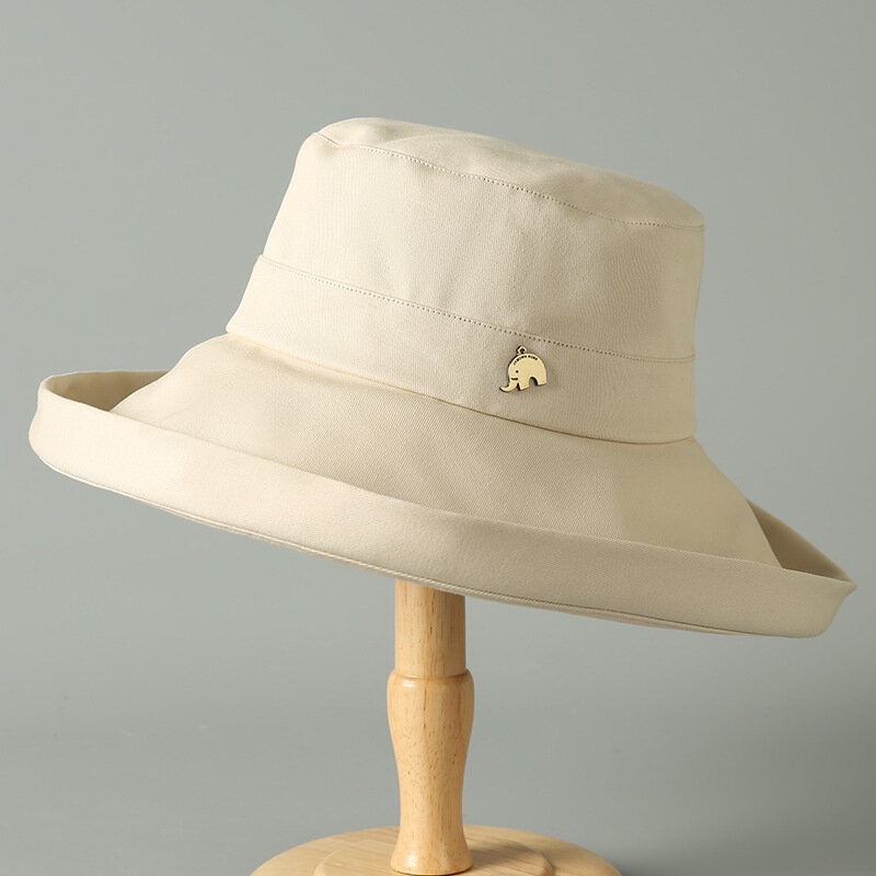 Шляпа, женская, бежевая, складная, с полями