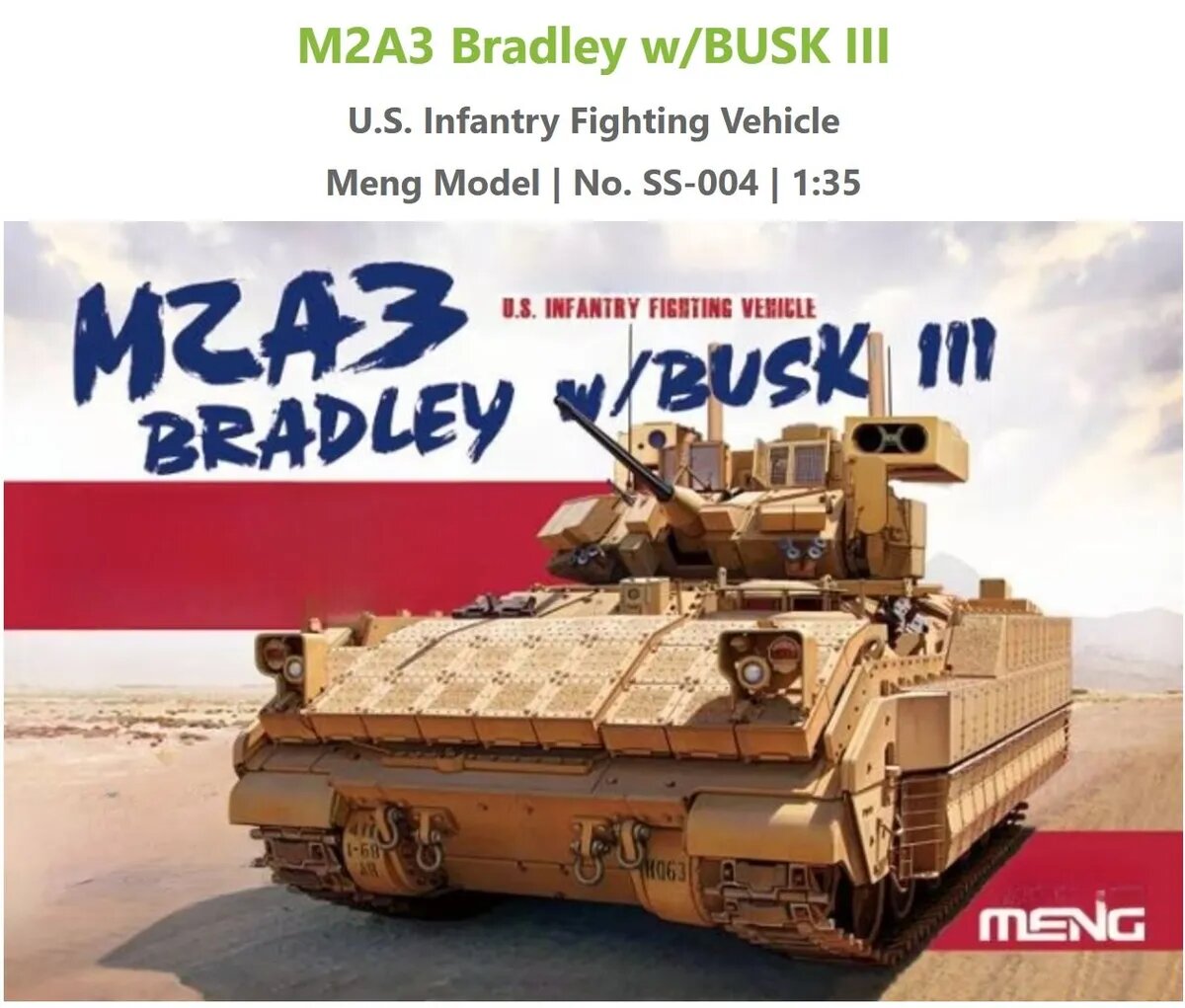 1/35 Американская боевая машина пехоты M2A3 Bradley с BUSK III военная техника Сборка моделей