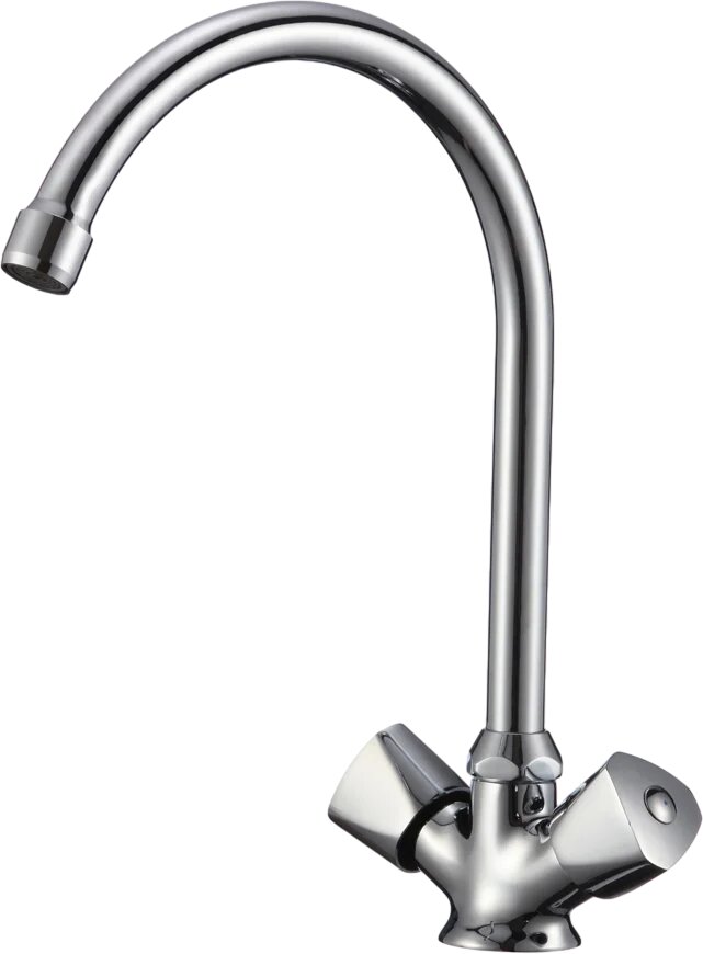 Смеситель для кухни WesnaArt Teplo TEP04-110 с поворотным изливом, хром, глянцевый, вентильный, латунный