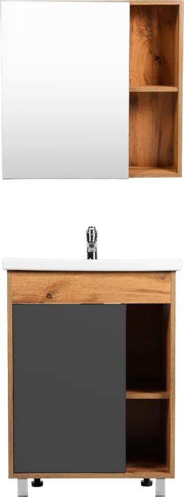 Мебель для ванной комнаты VIANT Бостон 70 напольная, дуб вотан, графит