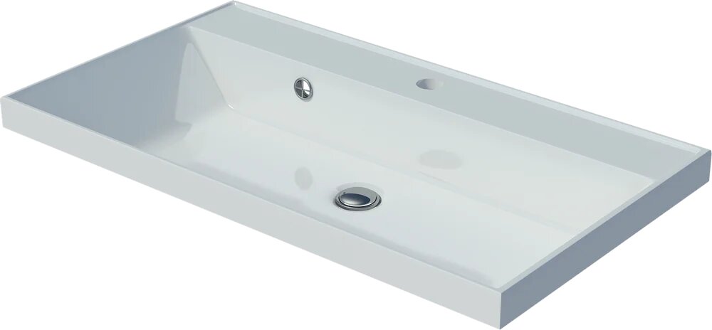 Мебельная раковина Madera Classica 90 накладная, встраиваемая, из искусственного мрамора, белая, глянцевая, раковина для ванной, прямоугольная