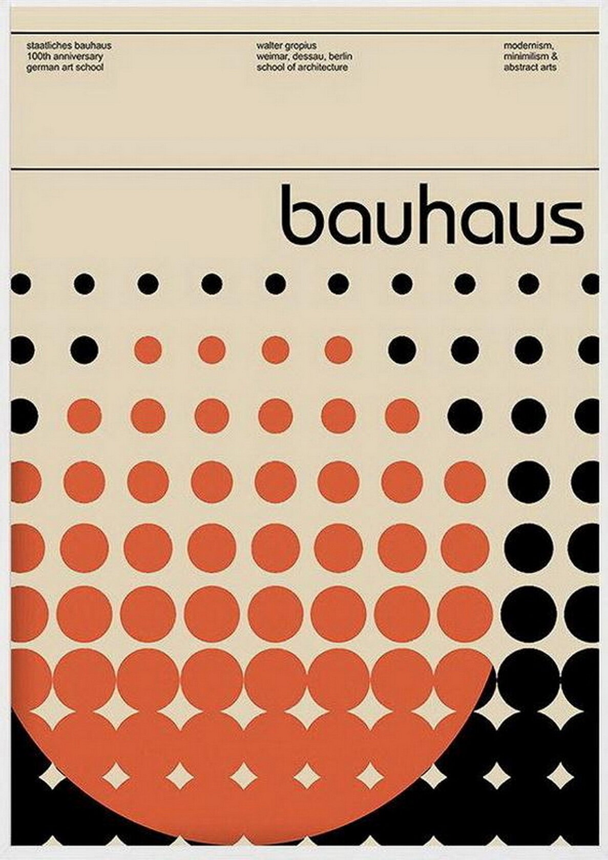 Плакат, постер баухаус (Bauhaus) на бумаге, размер 30х42см