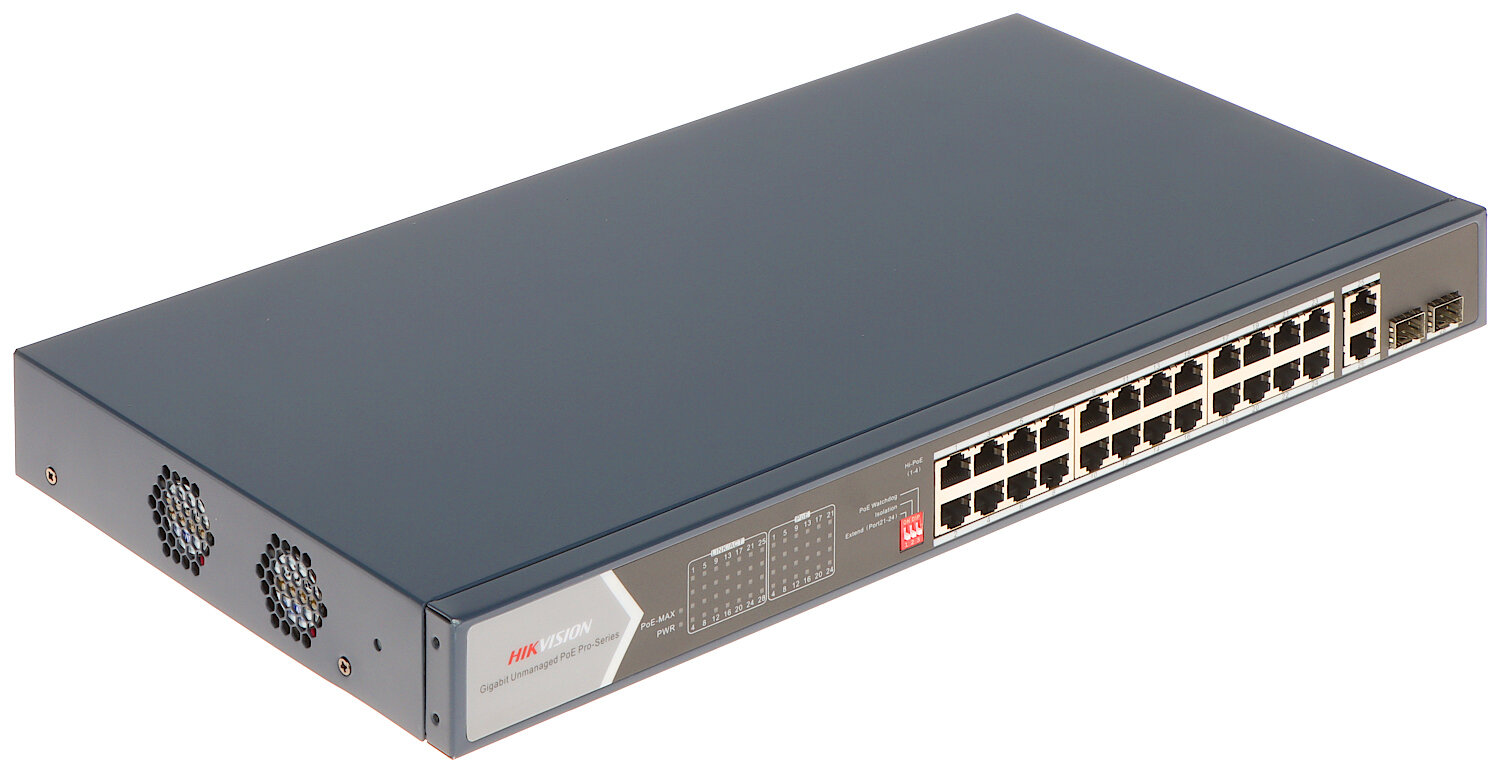 Коммутатор Hikvision DS-3E0528HP-E 26хGЕ 2хSFP 20хPoE+ неуправляемый