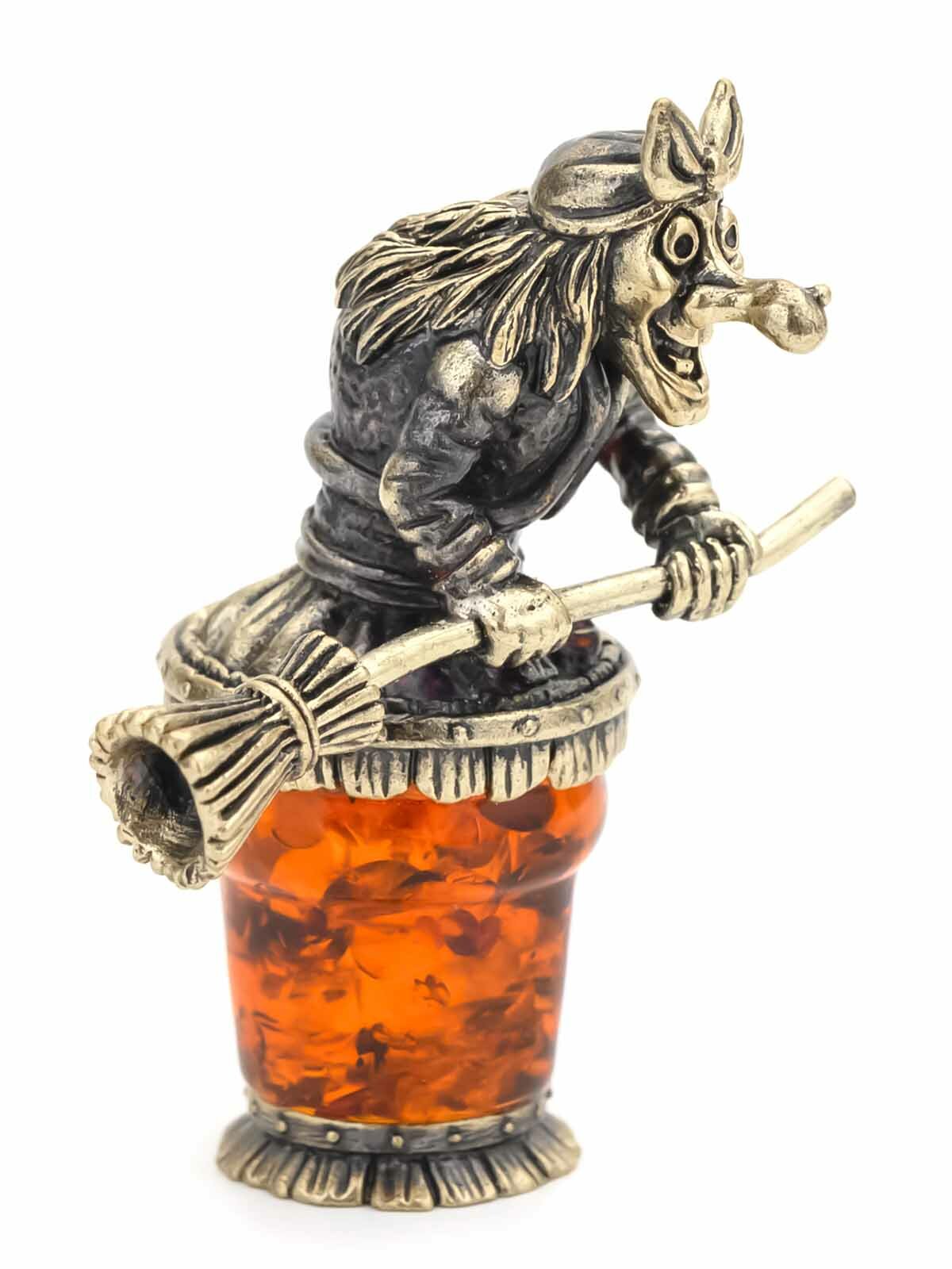 Сувенирная фигурка - Баба Яга, Балтийский Янтарь, 6,0 см