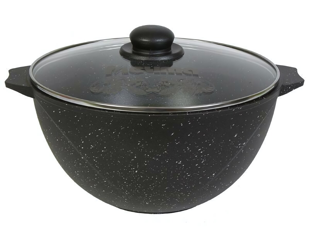 Казан 8л для плова с покрытием Гранит black, литой алюминий, антипригарное покрытие