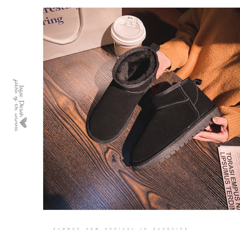 Новые зимние снегоступы из шерсти на плоской подошве с короткими трубками, северо-восточные хлопковые ботинки с толстым бархатом, теплые женские снегоступы