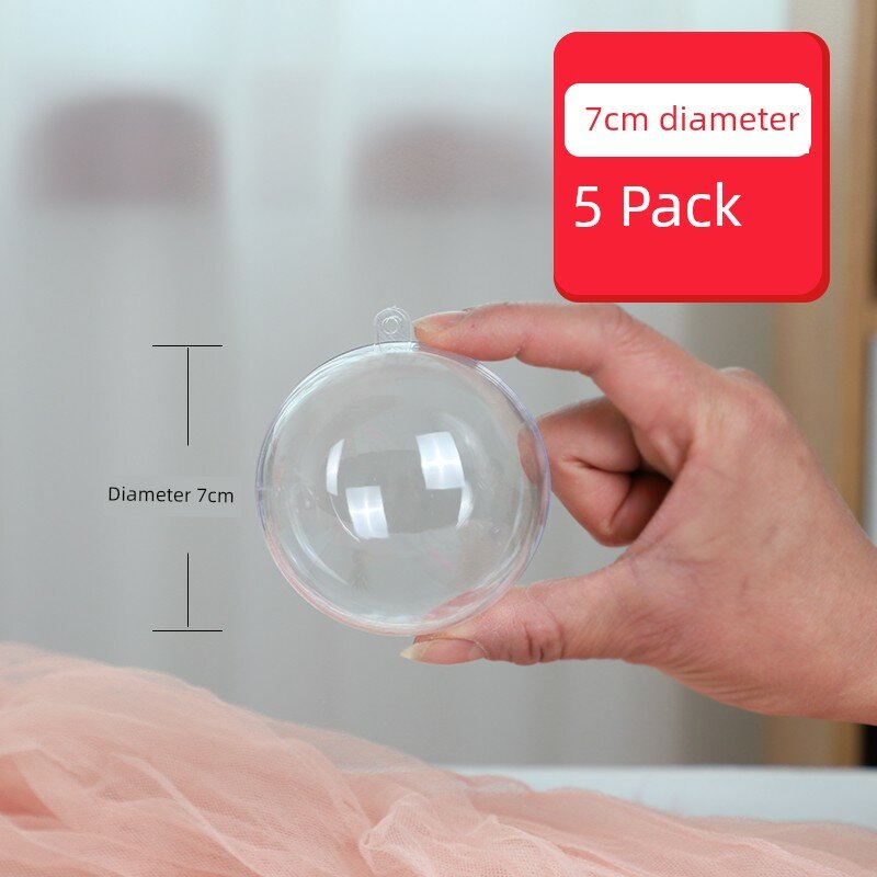 Прозрачный пустотелый акриловый шар с отверстием, диаметр 7 см, 5 штук для украшения елки и свадебных подвесок